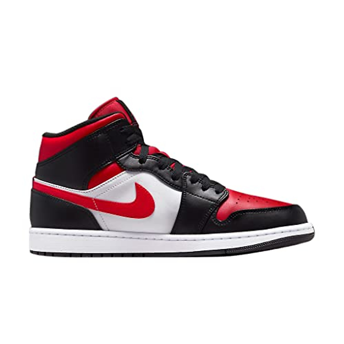 Nike Men's Air Jordan 1 Mid Shoes, White/Black-red, 8.5