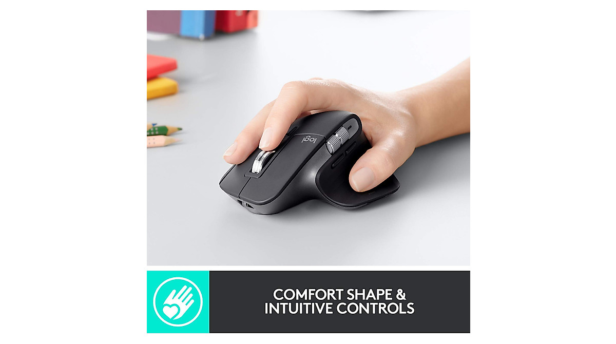 Logitech MX Master 3 Wireless Mouse - Graphite - Renewed