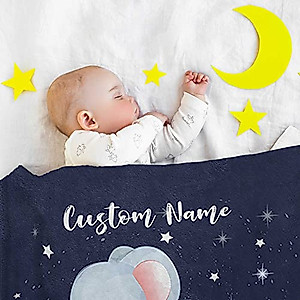 Pavo Personalized Baby Name Blankets for Boys Girls - Twinkle Twinkle Little Star Elephant Blanket - Custom Baby Blanket - Best Shower Gifts for Baby, Newborn Super Soft Fleece Blanket