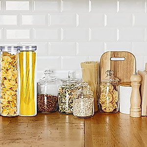 Set of 6pcs Tall Pasta Storage Container with Lid, Food Storage Jar Kitchen Canister for Spaghetti Pasta and Dry Goods 2.1"Diameter x 11.8"Height