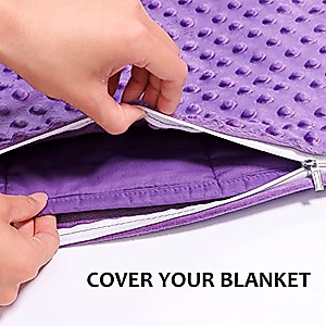 Alomidds Weighted Blanket (60"x80",20lbs Queen Size Navy),Weighted Blankets for Adults, Cooling Breathable Soft Flannel Heavy Blanket with Glass Beads