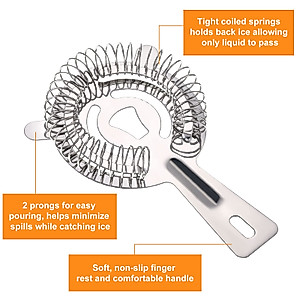 16 Pieces Bar Strainers Bartender Strainer Cocktail Strainers Stainless Steel Drink Strainer silver Shaker Strainer Ice Bar Shelf Strainer for Bartenders Drinking Water Filtering