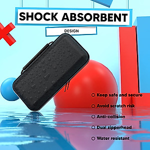 TALK WORKS Travel Case for Nintendo Switch Carrying Case Storage, Durable Dual Zippers, Rugged Handle, Side Pocket Divider Sleeve (Includes 2 Game Card Holder Cases - Holds up to 8 Game Cards)