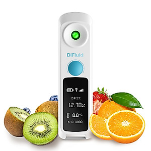 DiFluid Digital Brix Refractometer 0-32% Range Brix Meter, ±0.1% Precision, 0.05% Resolution, Refractive Index, Waterproof, Rechargeable, Portable