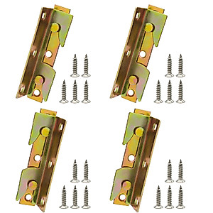 BokWin 4 Sets No Mortise Bed Rail Fittings Wooden Bed Frame Connectors Metal Bed Rail Fasteners