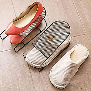 TAZSJG Iron Double Layers Shoe Organizer Modern Shoe Rack Storage Shoe Organiser Stand Shelf for Living Room Space Saver
