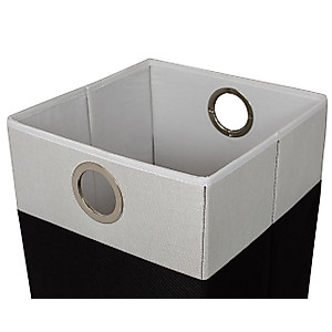 BirdRock Home Folding Cloth Laundry Hamper with Handles - Dirty Clothes Sorter - Easy Storage – Collapsible Bin – Home Organization – Black and White