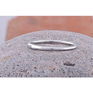 SILVERCLOSEOUT Rhodium Plated Sterling Silver Ladies Dainty Stacking Luck Ring - Size 7