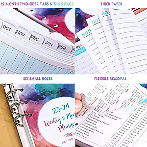 2023-2024 Planner Refills - Planner Refills 2023-2024, 2023-2024 Weekly & Monthly Planner Refills, A6 Planner Inserts, 3.75 x 6.75 inch, 6 Holes, 2023-2024 Planner Inserts from Jul.2023-Jun.2024, A6 Planner Refills - Watercolor Ink