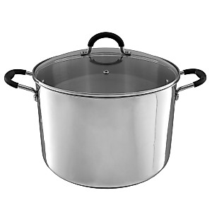 Large Stock Pot-Stainless Steel Pot with Lid-Compatible with Electric, Gas, Induction or Gas Cooktops-12-Quart Capacity Cookware by Classic Cuisine