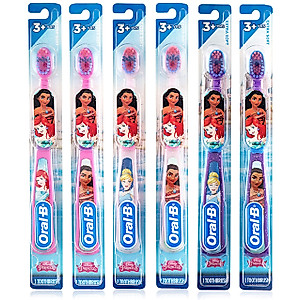 Oral-B New Princess Toothbrush for Little Girls, Children 3+, Extra Soft, Characters Vary - Pack of 6 (Characters Vary)