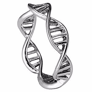 Women Fashion Stainless Steel DNA Helix Band Chemistry Science Molecule Ring Creative Silver Finger Band Size 8