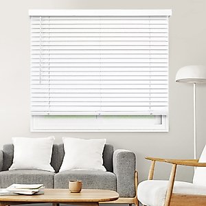 CHICOLOGY Faux Wood Blinds , Window Blinds , Wood Blinds , Window Shades , Window Treatments , Blinds & Shades , Window Shades For Home , Wooden Blinds , 39"W X 60"H, Basic White