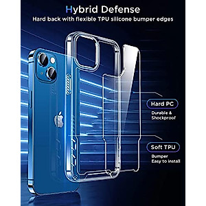 Humixx Designed for iPhone 13 Case, [Not Yellowing] [Military Grade Drop Tested] [Anti-Scratch & Anti-Fingerprint] Clear PC Back with Soft Black TPU Bumper, Slim Fit Protective Case for 13 Phone
