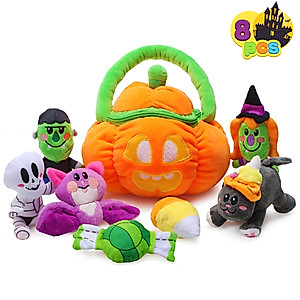 JOYIN Baby's Pumpkin Halloween Playset with 8 Fun Play Pieces, Plush Goodie Bags Stuffers/Fillers, Halloween Party Decoration, Prizes and Gifts for Infants Boys and Girls