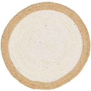 Unique Loom Braided Jute Collection Hand Woven Natural Fibers Ivory Round Rug (3' 3 x 3' 3)