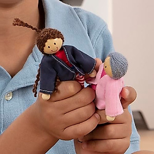 Melissa & Doug 7-Piece Poseable Wooden Doll Family for Dollhouse (2-4 inches each)