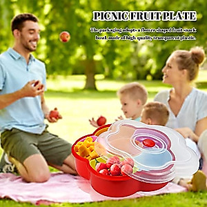 Hslife Separable Colored Flower Shaped Fruit Bowl Snacks Bowl, Candy and Nut Serving Container Appetizer Tray with Lid, 6 Compartment Plastic Food Storage Organizer