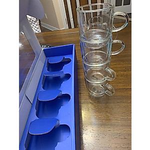 160ML4 Glass double wall cup with handle, Stackable cups, 4pcs/Gift box as one set