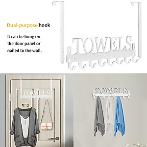 Over The Door Hooks, Towel Holder for Bathroom, Door Mount Towel Hanger Towel Hooks for Bathroom Kitchen Beach Towels Bathrobe Swimsuit Wall Mount Pool Towel Rack (White)