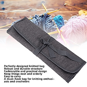 Knitting Needles Storage Bag, Portable Travel Crochet Hooks Organizer Rolling Knitting Needles Holder Case for Carrying Crochet Accessories(Gray)