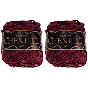 JubileeYarn Chenille Yarn - Worsted Weight - 100g/cake - Scarlet - 2 Cakes