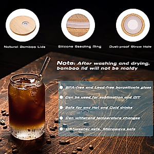 VACVOU 25 Pack 16oz Beer Can Glass with Lids and Straw, Can Shaped Glass Cups,Glass Cup,Beer Glasses Drinking Glasses Bulk (Transparent)