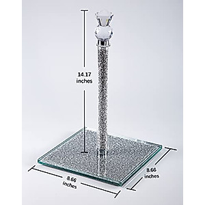 BANQLE Upright Paper Towel Holders, Glam Crystal Kitchen Countertop Decor, Standup Glass Glitter Sparkle Paper Towel Holder, Kitchen Decoration Silver