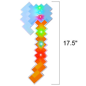 ArtCreativity Light Up Pixel Axe Toy, 1PC, LED Ax for Kids with 3 Flashing Modes, Cool Halloween Costume Accessory, Batteries Included, Best Birthday for Gamers, 17.5 Inches