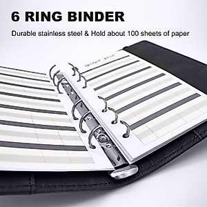 45 Pcs Budget Binder with Zipper Envelopes,PU Leather Money Organizer for Cash Bills Coupon Card, Budget Planner for Saving Money,Cash Envelopes for Budgeting,Money Saving Binder,Marble Black