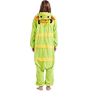 DarkCom Onesie Pajamas Adult Animal Halloween Costume Caterpillar Cosplay One Piece Unisex Homewear Polar Fleece Sleepwear Medium