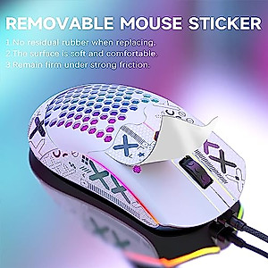 ZIYOU LANG M5 RGB Lightweight Wired Gaming Mouse with 12000 DPI 6 Programmed Buttons,65G Honeycomb Shell,Ultralight Ultraweave Cable,Pixart 3325 Optical Sensor Gamer Mice(White)