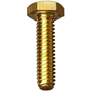 Small Parts Brass Hex Bolt, Plain Finish, Hex Head, External Hex Drive, Meets ASME B18.2.1, 3-1/2" Length, Partially Threaded, 3/8"-16 UNC Threads (Pack of 5)
