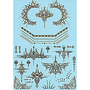 Gold Temporary Tattoos by Golden Ratio Tats, Metallic Festival Face Paint, Gold and White Masquerade Tattoos (Wifey Face Mask)