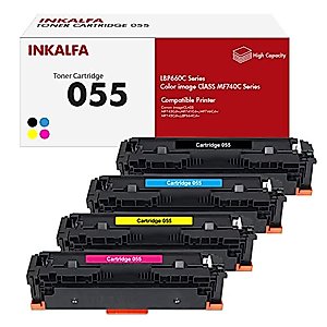 055 055H Toner Cartridge 4 Pack Compatible Replacement for Canon Cartridge 055 055H Color ImageCLASS MF743Cdw MF741Cdw MF745CdwMF746Cdw LBP664Cdw Printer |Black Cyan Magenta Yellow|