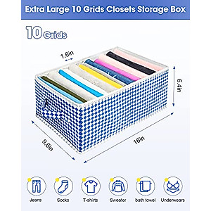 MULISOFT Drawer Organizers for Clothing, 2 Pack Underwear Drawer Organizer Clothes, 10 Grids Clothes Organizer for Folded Clothes,Wardrobe Clothes Organizer for Jeans,Pant,Sweaters,T-Shirt,Underwear