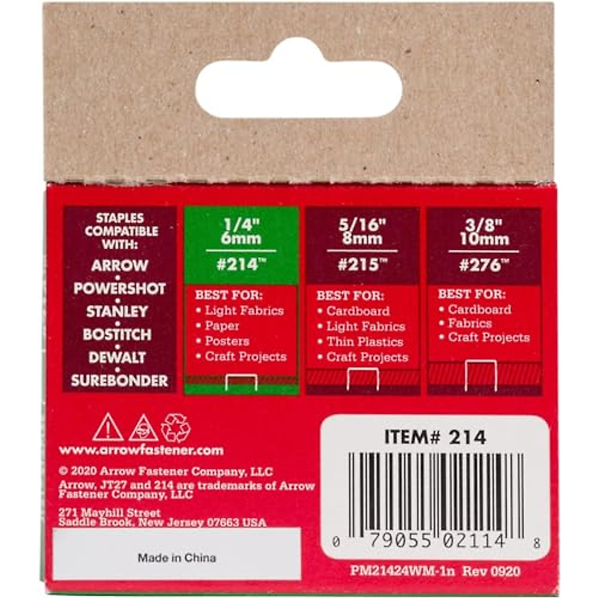 Arrow 214 JT21 Thin Wire Staples for Staple Guns and Staplers, Use for Upholstery, Crafts, General Repairs, 1/4-Inch Leg Length, 7/16-Inch Crown Width, 1000-Pack