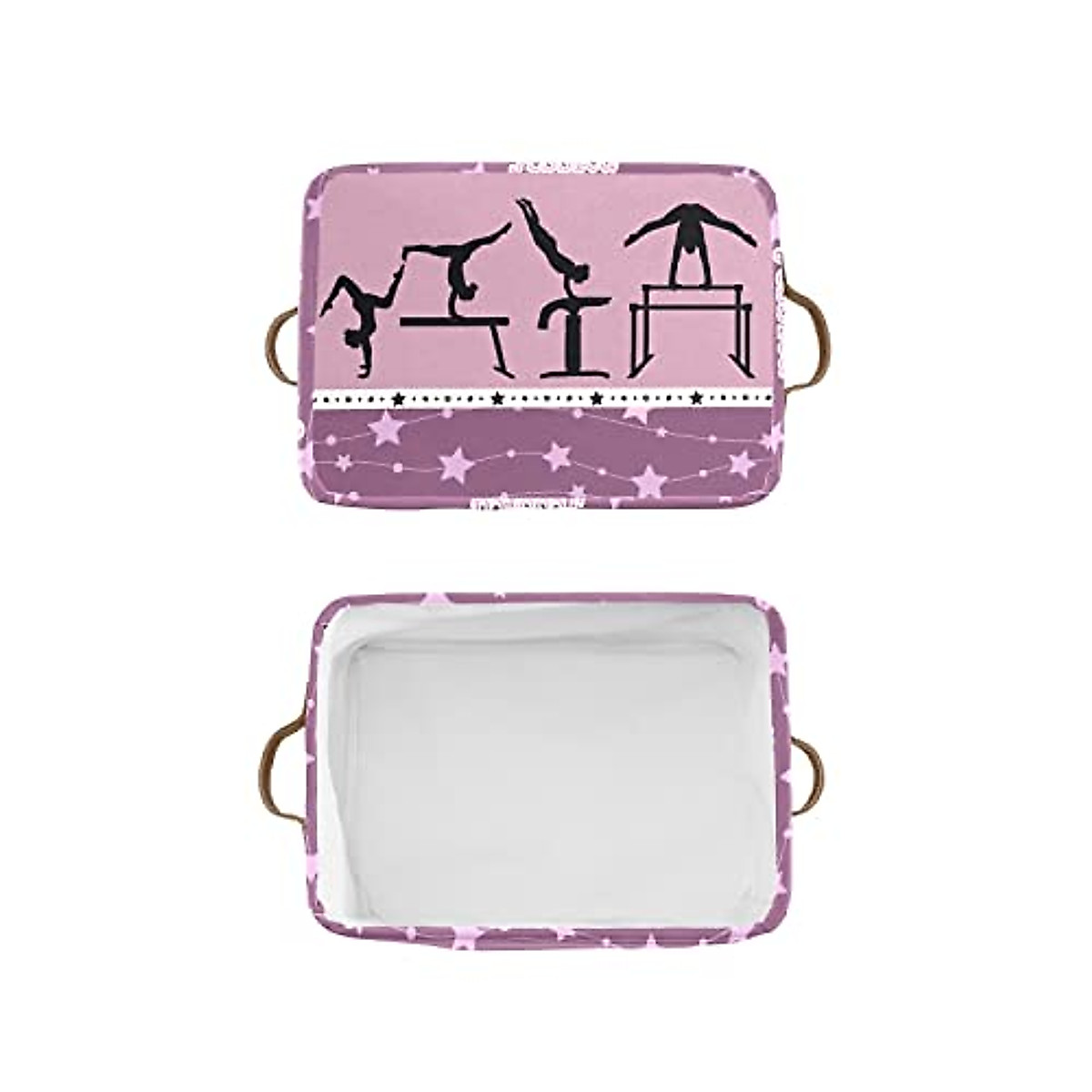Gymnast Move Stars Red Pink Foldable Custom Personalized Name Storage Bins Basket Cubic Clothes Supplies Organizer,Durable Handle
