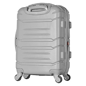 Olympia Denmark 21 Inch Expandable Carry On 4 Wheel Spinner Multiple Grip Luggage Suitcase with Aluminum Locking System and Interior Divider, Silver