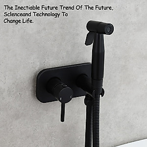 Brass Handheld Bidet Toilet Sprayer, Wall Mount Baby Cloth Diaper Sprayer, Concealed Bidet Sprayer Hot and Cold Water, Handheld Bidet Sprayer for Toilet Cleaning and Personal Hygiene (Black)