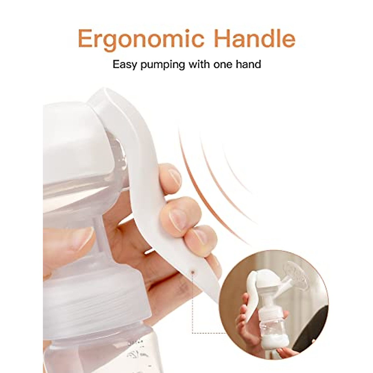 NCVI Portable Manual Breast Pump - Powerful Suction & BPA Free