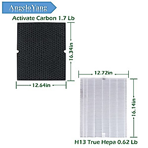 ANGELOYANG 2 Sets 116130 Replacement Filter H Compatible with Winix 5500-2 Air Purifier and Winix AM80 True HEPA Air Purifier, Include 2 Pack HEPA Filter and 2 Pack Activated Carbon Filter