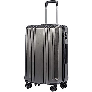 Coolife Luggage Suitcase PC+ABS with TSA Lock Spinner Carry on Hardshell Lightweight 20in 24in 28in (grey, S(20in_carry on))
