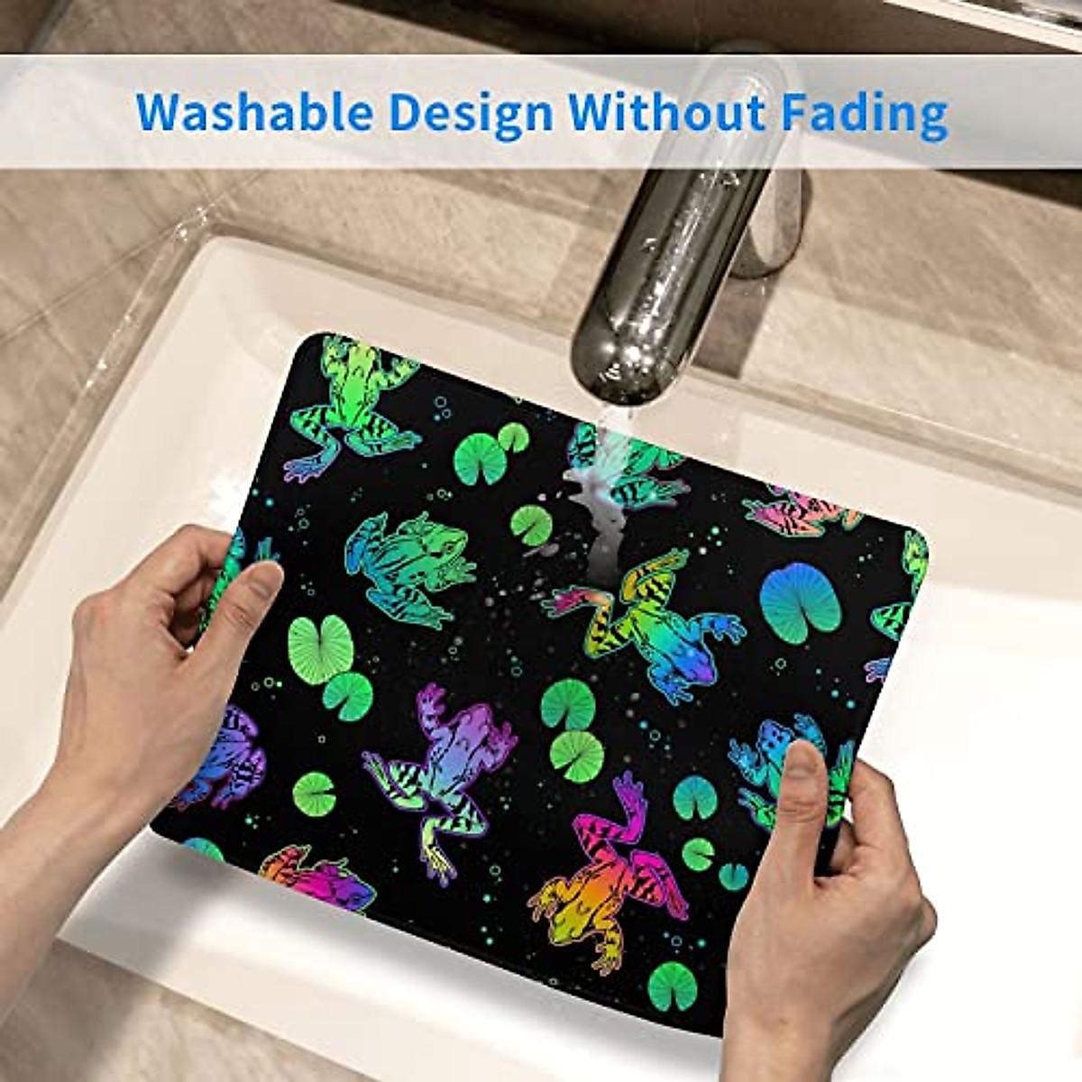 Water Lily Leaves and Frogs Mouse Pad with Stitched Edges Laptops Keyboard Mouse Mat Desk Pad Gaming Mouse Pad
