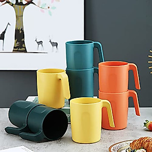 Kyraton Plastic Mug Set 8 Pieces, Unbreakable And Reusable Light Weight Travel Coffee Mugs Espresso Cups Easy to Carry And Clean Microwave Safe BPA Free Dishwasher Safe (Mutil Color)