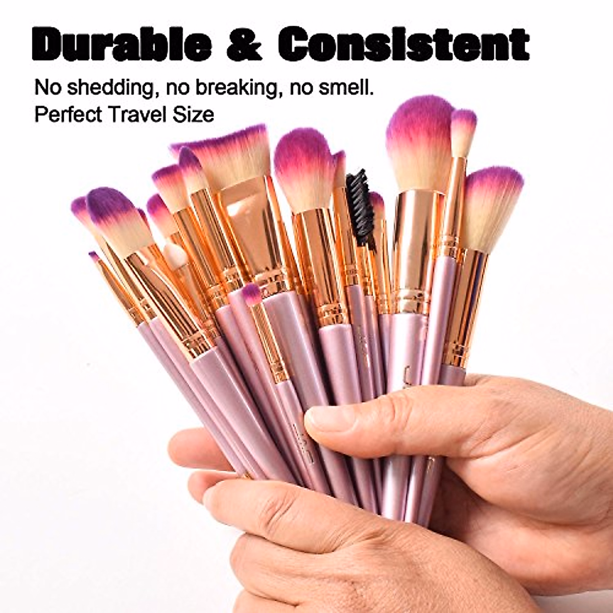 JAF 26pcs Professional Pink Makeup Brushes Set with Case Vegan Synthetic Brushes Set in Zipper Bag Holder Cosmetic Big Makeup Tools Kit for Face Contour Highlighter