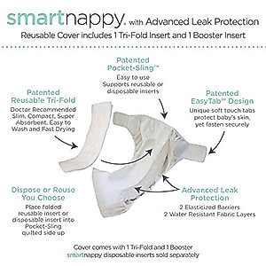 Amazing Baby Cotton Muslin SmartNappy Hybrid Cloth Diaper Cover + 1 Bi-fold Reusable Insert + 1 Booster, Mini Watercolor Dots, Multi Pink, Size 1, 5-10 lbs