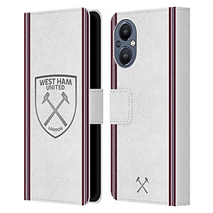 Head Case Designs Officially Licensed West Ham United FC Away 2023/24 Crest Kit Leather Book Wallet Case Cover Compatible with OnePlus Nord N20 5G