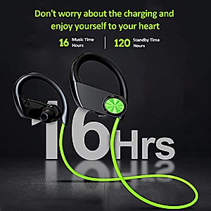 ZZN Bluetooth Running Headphones, Wireless Waterproof IPX7 Earbuds with Earhooks,Sport Earbuds in Ear,16H Playtime Sweatproof Headphones for Gym Running Workout, Comfortable Ear Hook