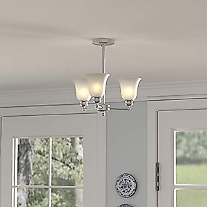 Amazon Brand – Ravenna Home Classic 3 Light Semi-flush Mount Chandelier, Bulbs Included, 14.5"H, Silver